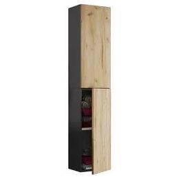 Hochschrank Vcm "Holz Badm&ouml;bel Bad Hochschrank Badschrank Lendas", braun (anthrazit, honig, eiche), B:33cm T:22cm, Obermaterial: 100% Holz Wood., Schr&auml;nke, Hochschrank