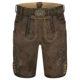 N&uuml;bler Trachtenlederhose N&Uuml;BLER "Lederhosen kurz Latz Luther", Damen, Gr. 46, EURO, braun, Obermaterial: 100% Lammleder LEL., Hosen