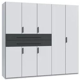Dreht&uuml;renschrank wimex "Digit Kleiderschrank wahlweise mit oder ohne Spiegel", wei&szlig;, absetzung und griffe grafit, B:225cm H:208cm T:58cm, Holzwerkstoff, Schr&auml;nke, Dreht&uuml;renschrank, erh&auml;ltlich in den Breiten 225cm oder 270cm (mit 8 oder 10 T&uuml;ren)