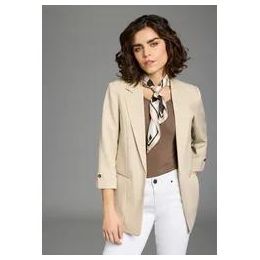 Longblazer Laura Scott, Damen, Gr. 40, beige, Web, Obermaterial: 90% Polyester, 10% Elasthan. Futter: 100% Polyester, unifarben, figurumspielend, Blazer Longblazer, mit Knopf am &Auml;rmel