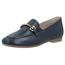 Loafer Remonte, Damen, Gr. 38, nachtblau, Leder, unifarben, Schuhe Loafer, Slipper, Schlupfschuh, Spangenschuh mit kleinen Stretcheins&auml;tzen