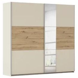 Schwebet&uuml;renschrank Rauch "Kleiderschrank Schrank Garderobe TOPSELLER ASTANA", beige (champagner, eiche artisan), B:218cm H:210cm T:59cm, Holzwerkstoff, Schr&auml;nke, Schwebet&uuml;renschrank, mit 3 Spiegelelementen, Metallgriffleisten alufarbig MADE IN GERMANY