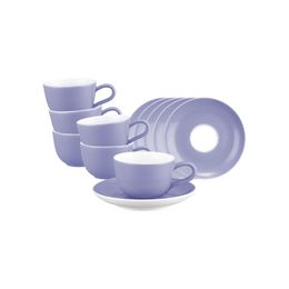 Tasse Seltmann Weiden "Espressotasse mit Untertasse Liberty Pure Colors 90 ml 6er Set", lila (grape lila), B:12cm H:6,6cm &Oslash;:12cm, Porzellan, Trinkgef&auml;&szlig;e, Tasse, Sp&uuml;lmaschinenfest, Mikrowellensicher, Ofenfest