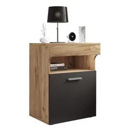 Nachttisch Vcm "Holz Nachttisch Nachtschrank Schublade Slepal M", schwarz (honig, eiche, anthrazit), B:45cm T:39cm, Sideboards, Nachttisch