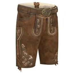 N&uuml;bler Trachtenlederhose N&Uuml;BLER "Lederhosen kurz Latz Manfred", Herren, Gr. 46, EURO, braun, Obermaterial: 100% Lammleder LEL., Hosen