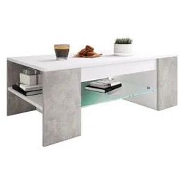 Couchtisch Vcm "Holz Sofatisch Couchtisch Schublade Glas Tunas", grau (wei&szlig;, beton, optik), B:100cm T:50cm, Tische, Couchtisch
