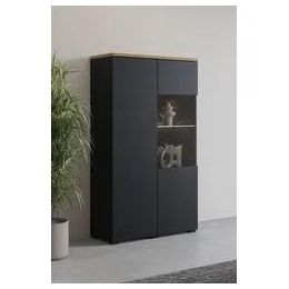 Vitrine OTTO HOME "Modo, Breite 80 cm, moderner griffloser Vitrineschrank", wei&szlig;, eiche mauvella, wei&szlig;, B:80cm H:140cm T:34,5cm, FSC-zertifizierter Holzwerkstoff, Glas, Melamin, Metall, Schr&auml;nke, Vitrine, Vitrine mit viel Stauraum, Einlegeb&ouml;den verstellbar, Glast&uuml;r