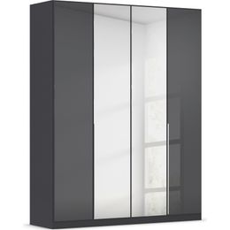Dreht&uuml;renschrank OTTO HOME "Kleiderschrank Kleiderschr&auml;nke Schrank Garderobe AGORDO mit Glasfront", grau (graumetallic, glas basalt), B:181cm H:229cm T:54cm, Holzwerkstoff, Schr&auml;nke, Dreht&uuml;renschrank, durchdachte Innenausstattung, in 8 Breiten und 2 H&ouml;hen MADE IN GERMANY