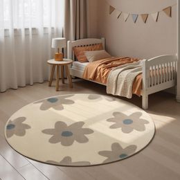 Kinderteppich Hanse Home "Bloomy", creme multifarben, H:10mm &Oslash;:160cm, Polypropylen, Teppiche, Kinderteppich, Pflegeleicht, Weich, Kinderzimmer, Spielteppich, Spielunterlage