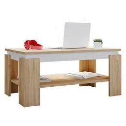 Couchtisch Vcm "Holz Sofatisch Couchtisch Beistelltisch Rolas", wei&szlig; (sonoma, eiche, wei&szlig;), B:90cm T:53cm, Tische, Couchtisch