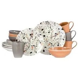 Kombiservice Creatable "Terrazzo Mix, Service 16-tlg.", bunt, 16, Steinzeug, Geschirr-Sets, Kombiservice, Unregelm&auml;&szlig;ige Steine, Steinoptik