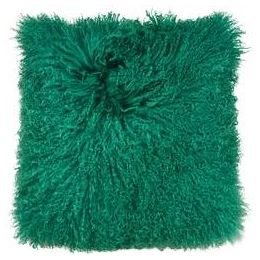 Dekokissen Pad "Glory", dunkelgr&uuml;n, unifarben, B:40cm L:40cm, Lammfell, Polyester, Dekokissen_Sitzkissen_Kissenh&uuml;llen, Echtfell