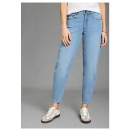 Comfort-fit-Jeans Arizona, Damen, Gr. 44, N-Gr, light blau used, Denim/Jeans, Obermaterial: 82% Baumwolle, 17% Polyester, 1% Elasthan, unifarben, bequem kn&ouml;chellang, Jeans, weite Beinform mit schmalem Abschluss, kn&ouml;chellanger Schnitt