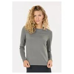 ENDURANCE ATHLECIA Langarmshirt ATHLECIA "Almi V2", Damen, Gr. 42, grau, 88% Polyester, 12% Elasthan, unifarben, normal, Rundhals, Shirts Langarmshirt, atmungsaktiv