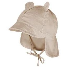 Schirmm&uuml;tze MaxiMo, Baby, Gr. 43, beigemeliert, Web, Baumwolle, M&uuml;tzen, mit Nackenschutz und &Ouml;hrchen