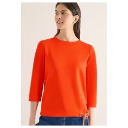 3/4-Arm-Shirt Cecil, Damen, Gr. M (40), cherry tomato orange, Jersey, Obermaterial: 48% Polyester, 48% Viskose, 4% Elasthan, unifarben, bequem h&uuml;ftlang, U-Boot-Ausschnitt, breiter Bund, Shirts 3/4-Arm-Shirt, mit Kordelzug am Saum