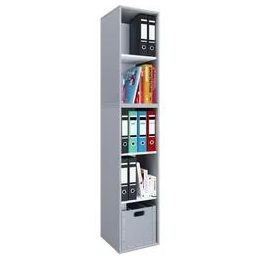 B&uuml;cherregal Vcm "Holz B&uuml;ro Regal B&uuml;cher Ordner Aktenregal Lona l 5f", grau, B:35cm T:37cm, Regale, B&uuml;cherregal