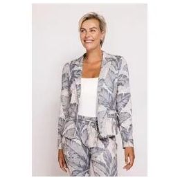 Kurzblazer Zhrill "BETSY", Damen, Gr. XL, sand, Web, Obermaterial: 67% Polyester, 28% Viskose, 5% Elasthan, bedruckt, tailliert taillenlang, Rundhals, Blazer Kurzblazer, grafisches Allover-Muster, tailliert