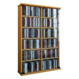 Media-Regal Vcm "Holz CD DVD Stand Regal Schrank Roma Glast&uuml;r", braun (buche), B:60cm T:18cm, Regale
