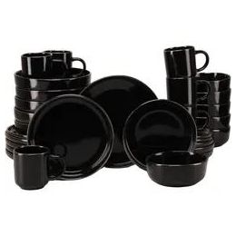 Kombiservice Creatable "Nordic Festive, Service 30-tlg.", schwarz, 30, Steinzeug, Geschirr-Sets, Kombiservice, Minimalistisches Design, Dezente goldene Akzente