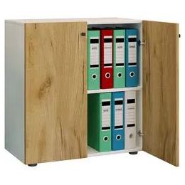 Aktenschrank Vcm "B&uuml;roschrank B&uuml;cher Ordner Aktenschrank Lona 2fach", braun (wei&szlig;, honig, eiche), B:70cm T:40cm, Obermaterial: 100% Holz Wood., Schr&auml;nke