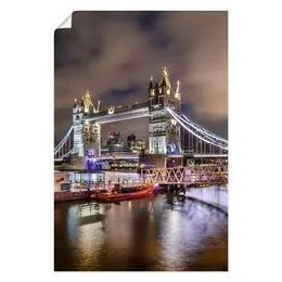 Wandbild Artland "LONDON Tower Bridge im Abendlicht", farbe bild(er): rot, B:40cm H:60cm, Papier, Bilder, als Alubild, Leinwandbild, Poster, Wandaufkleber in verschied. Gr&ouml;&szlig;en