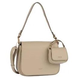 Umh&auml;ngetasche Gabor "Devika", Damen, Gr. B/H/T: 24,5cm x 19cm x 8,5cm, beige, Polyurethan, clean, gepflegt, unifarben, Taschen Umh&auml;ngetasche, runde Formen sowie dekorative Seitenakzente mit Mini-Taschenanh&auml;nger