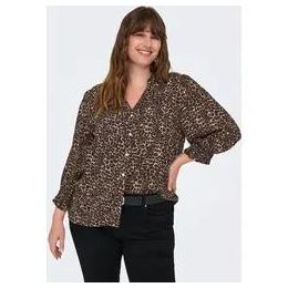 Druckbluse Only CARMAKOMA "CARRAYA 3/4 SHIRT WVN NOOS", Damen, Gr. 44, silber mink aop:animal, Web, Obermaterial: 100% Viskose, bedruckt, regular fit normal, Blusen Druckbluse