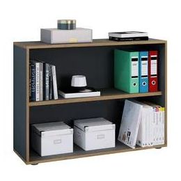 B&uuml;cherregal Vcm "Holz B&uuml;ro Regal B&uuml;cher Ordner Aktenregal Salia 2f", schwarz (anthrazit), B:100cm T:33cm, Regale, B&uuml;cherregal
