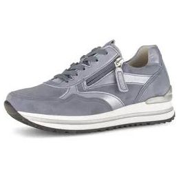 Plateausneaker Gabor "TURIN", Herren, Gr. 38, blau, Ziegenveloursleder, Schuhe Plateausneaker, Freizeitschuh, Halbschuh, Schn&uuml;rschuh, Au&szlig;enrei&szlig;verschluss, G-Weite