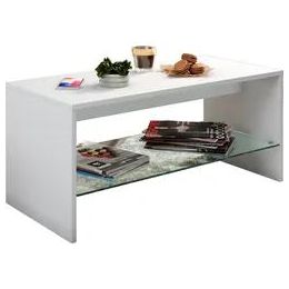 Couchtisch Vcm "Holz Sofatisch Couchtisch Glas Wisal", wei&szlig;, B:90cm T:40cm, Tische, Couchtisch