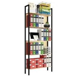 B&uuml;cherregal Vcm "Holz Metall Stand Regal B&uuml;ro B&uuml;cher Flakos 5fach", braun (honig, eiche), B:62cm T:24cm, Regale, B&uuml;cherregal