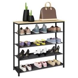 Schuhregal Vcm "Metall Holz Schuhregal Schuhablage 4 F&auml;cher Taliro", braun (honig, eiche), B:90cm T:30cm, Regale, Schuhregal