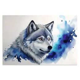 Wandbild Artland "Wolf", farbe bild(er): blau, B:90cm H:60cm, Alu Dibond, Bilder, als Alubild, Leinwandbild, Poster, Wandaufkleber in verschied. Gr&ouml;&szlig;en