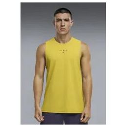 Tanktop Puma "M X HYROX DRYELITE TRAINING TANK", Herren, Gr. L, dazzling gelb, Jersey, Obermaterial: 92% Polyester, 8% Elasthan, regular fit normal, Rundhals, Tops Tanktop, &auml;rmelloses Design, sportlicher Stil, Rundhalsausschnitt