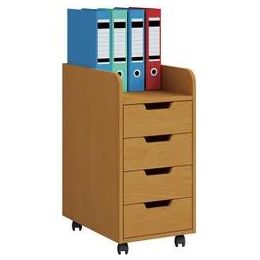 Container Vcm "Rollcontainer B&uuml;rocontainer Schublade Konal Maxi", braun (buche), B:40cm T:50cm, Obermaterial: 100% Holz Wood., Schr&auml;nke, Rollcontainer