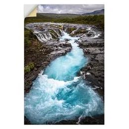 Wandbild Artland "Wasserfall Bruarfoss auf Island", farbe bild(er): blau, B:20cm H:30cm, Bilder, als Alubild, Leinwandbild, Poster, Wandaufkleber in verschied. Gr&ouml;&szlig;en