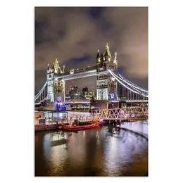 Wandbild Artland "LONDON Tower Bridge im Abendlicht", farbe bild(er): rot, B:20cm H:30cm, Alu Dibond, Bilder, als Alubild, Leinwandbild, Poster, Wandaufkleber in verschied. Gr&ouml;&szlig;en
