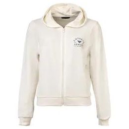 Sweatshirt Emporio Armani "Sweatjacke ICONIC LIGHT TERRY 1er Pack", Damen, Gr. M, wei&szlig;, Obermaterial: 60% Baumwolle CO. 40% Polyester PES., Sweatshirts Sweatshirt