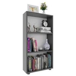 Standregal Vcm "Holz B&uuml;ro Regal B&uuml;cher Ordner Aktenregal Bulas 3f", schwarz (anthrazit), B:56cm T:20cm, Regale, Standregal