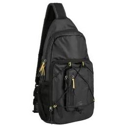 Cityrucksack Camel Active "Shores", Gr. B/H/T: 23cm x 46cm x 13cm, schwarz, Polyester, bedruckt, beschichtet, clean, unifarben mit Farbeins&auml;tzen, Rucks&auml;cke Cityrucksack, Unisex Freizeitrucksack, abnehmbare Pouch & Reflektdetails