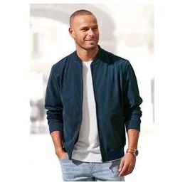 H.I.S. Cordjacke H.I.S "- Blouson mit Rei&szlig;verschluss", Herren, Gr. XL (56/58), blau, Cord, Obermaterial: 100% Polyester, unifarben, regular fit normal, Rundhals, Rippb&uuml;ndchen, Jacken, Pilotenjacke / &Uuml;bergangsjacke aus Cord, regular fit