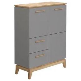 Highboard Paidi "STIENE in Beige oder Grau, 2 Schubladen und 2 T&uuml;ren mit Soft-Close", schiefergrau, eiche massiv, B:95cm H:123cm T:40cm, Holzwerkstoff, Massivholz, Sideboards, Highboard, stabiles Regal mit Massivholz, Standregal, gepr&uuml;fte Qualit&auml;t
