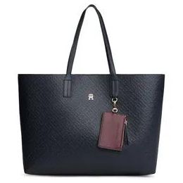 Tragetasche Tommy Hilfiger "TH ICON TOTE MONO", Damen, Gr. B/H/T: 50cm x 33cm x 15cm, dunkelblau, Lederimitat, Taschen, Damen Schultertasche, Businesstasche mit doppeltem Tragegriff