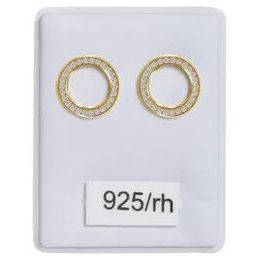 Adelia&acute;s Paar Ohrh&auml;nger ADELIA ́S "Damen Ohrringe &ndash; Ohrstecker aus 925 Silber mit Zirkonia", Damen, Gr. Damen, Silber 925 (Sterlingsilber), gold, Ohrringe, Ein Geschenk, das Freude macht
