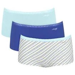 Panty Sloggi "GO Crush Short C3P", Damen, Gr. S, blau, light combination, Single Jersey, Obermaterial: 95% Baumwolle, 5% Elasthan, k&ouml;rpernah, Unterhosen Panty, mit Spitzendetails