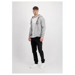 Hoodie Alpha Industries "Basic Zip Hoodie BL", Herren, Gr. S, grau (grau heather), Shell: 80% Cotton, 20% Polyester, regular fit, Sweatshirts Hoodie