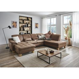 Wohnlandschaft DIE PLANBAR, B:341cm H:88cm T:243cmtabac, 100% Polyester, Sofas, "PP-LA23145 U-Form", inkl. Kopfpolsterverstellung, Federkernpolsterung