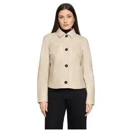 AMBER & JUNE Lederjacke AMBER & JUNE "Damen mit Kragen", Damen, Gr. 36, beige, Obermaterial: 100% Polyurethan, 100% Polyester; Futter: 100% Polyester, gerade, Jacken