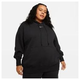 Kapuzensweatshirt Nike SPORTSWEAR "W NSW PHNX FLC OS PO HOODIE PL", Damen, Gr. 0X, schwarz, sail, Obermaterial: 80% Baumwolle, 20% Polyester, Sweatshirts, Oversize Passform